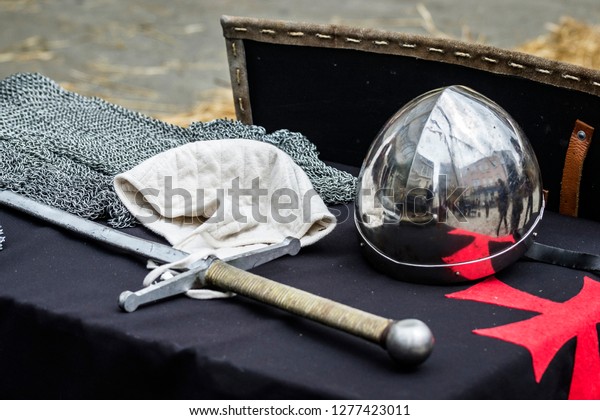 Various Medieval Objects Exhibition During Medieval Stock Photo ...