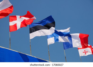 Various National Flags Flapping Wind Stock Photo (Edit Now) 17083030