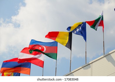 Various National Flags Flapping Wind Foto Stok 17083048 | Shutterstock