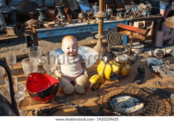 Various Objects On Flea Market Braderie Stock Photo 1410339635 ...