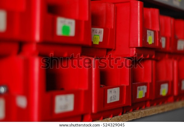 Various Small Red Plastic Boxes Containers Stock Photo 524329045 ...