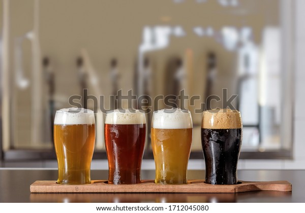 Various Types Beer Pints Tasting Stock Photo (Edit Now) 1712045080