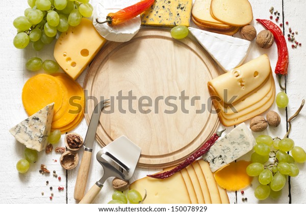 Various Types Cheese Empty Space Background Foto de stock 150078929 ...