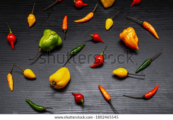 Various Types Peppers Chilli Peppers Pout Stock Photo 1802465545 ...