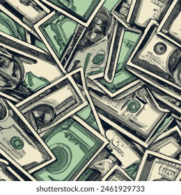 Vector Illustrated Dollar Bill Pattern imagem gerada por IA 2461930429 ...
