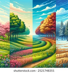 Multiple Season Background Not Cartoon Realistic AI-generated image ...