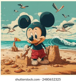 Mickey Mouse Friends Beach AI-generated image 2480650661 | Shutterstock