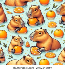 Cute Capybara Pattern Food AI-generated image 2417157091 | Shutterstock