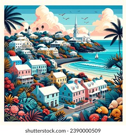 Vector Vignette Digital Collage Featuring Iconic AI-generated image ...
