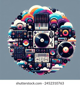 Background Diferents Djs Elements Circle Shape AI-generated image ...