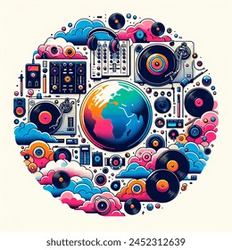 Background Diferents Djs Elements Circle Shape AI-generated image ...