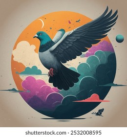 Vector Vignette Vector-style Image Icy Puffin AI-generated image ...
