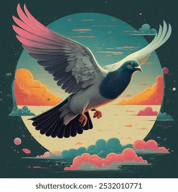 Vector Vignette Vector-style Image Icy Puffin AI-generated image ...