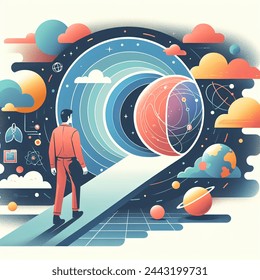 Vector Vignette Vector-style Image Workplace Smile AI-generated image ...