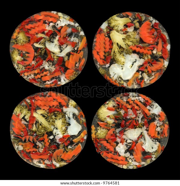 Vegetable Aspic Close On Black Background Stock Photo (Edit Now) 9764581