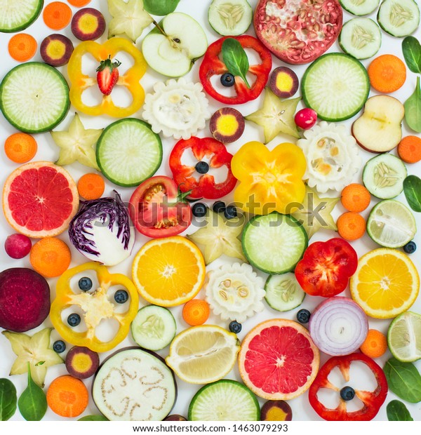 Vegetables Fruits Cross Section Pattern Background Stock Photo ...