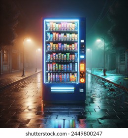 Blue Vending Machine Breaking Through Big AI-generated image 2558764731 ...