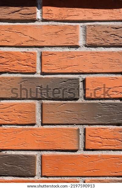 Vertical Background Modern Brickwork Made Clay Stock Photo 2197590913 ...