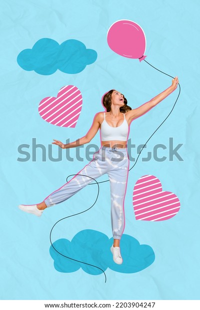 Vertical Creative Collage Image Excited Happy Stock Photo 2203904247 ...