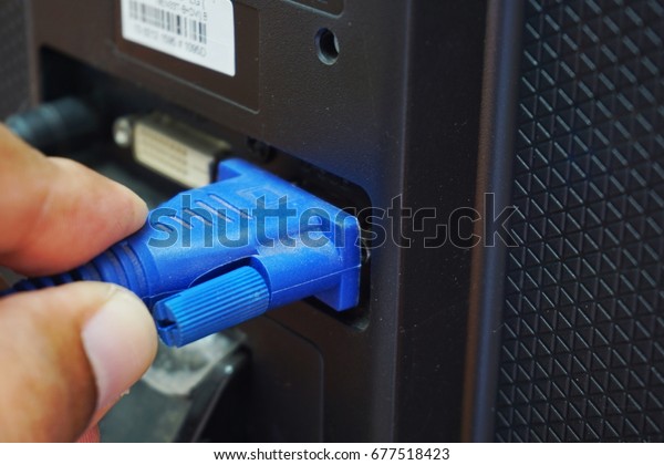Vga Cable Connector Cable Connection Computer Stock Photo 677518423 ...
