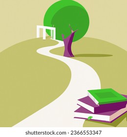 Vibrant Digital Vector Style Minimalist Path AI-generated image ...