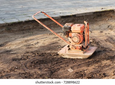 Vibro Roller Compacting Sand Before Laying Stock Photo (Edit Now) 728898622