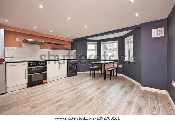 Victorian Conversion Basement Flat Simple Contemporary Stock Photo ...