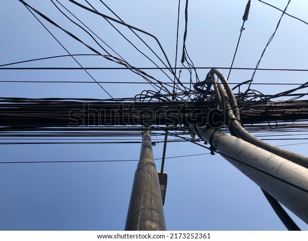 View Complex Electrical Wire Around Street Stock Photo 2173252361 ...