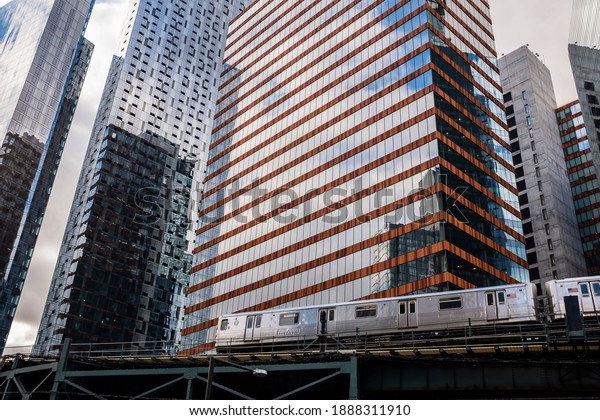 View Elevated Train Between Buildings Stock Photo 1888311910 | Shutterstock