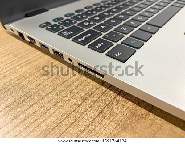 View Gray Laptop Displaying Left Side Stock Photo 1591764124 | Shutterstock