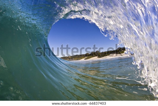 View Inside Curling Wave Stock Photo 66837403 | Shutterstock
