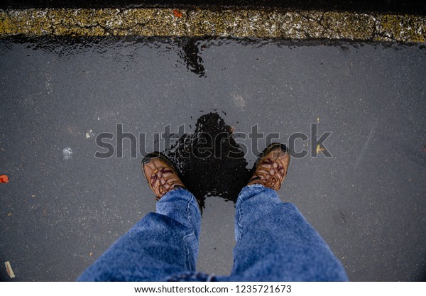View Looking Down Toward Ground Legs Stock Photo (Edit Now) 1235721673