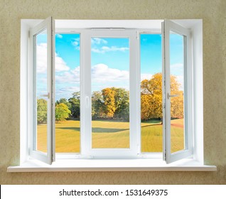 Wooden Window Sunny Garden View Looking Stock Photo 1374193577 ...