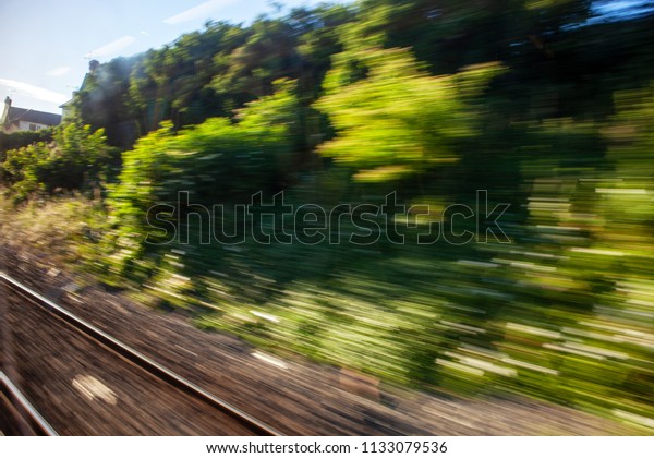 View Through Train Window Landscape Motion Stock Photo (Edit Now ...