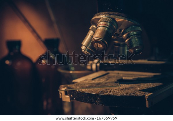 Vintage Microscope On Table Stock Photo 167559959 | Shutterstock