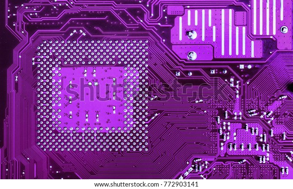 Violet Circuit Board Background Computer Motherboard Stock Photo ...