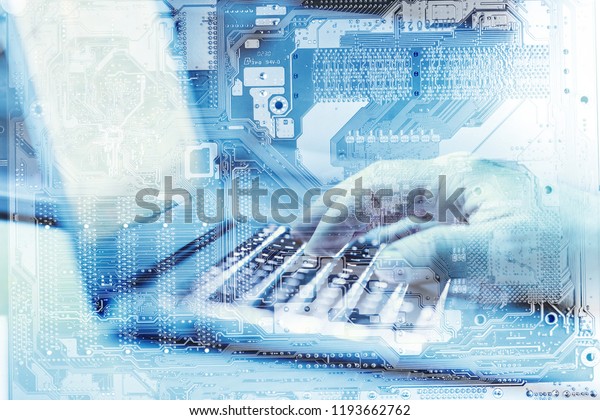 Virtual Computer Technology Motherboard Computer Double Stock Photo ...