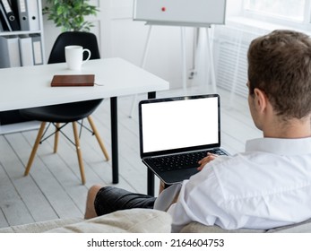 Virtual Connection Relaxed Man Computer Mockup Stock Photo 2164604753 ...