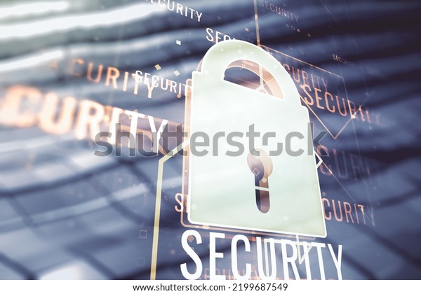 Virtual Creative Lock Illustration Microcircuit On Stock Photo ...