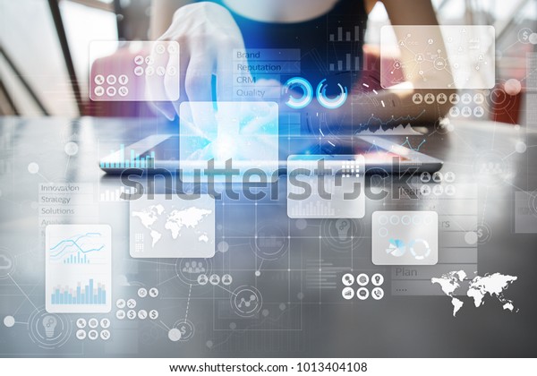 Virtual Touch Screen Project Management Data Stock Photo 1013404108 ...