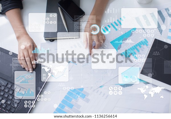 Virtual Touch Screen Project Management Data Stock Photo 1136256614 ...