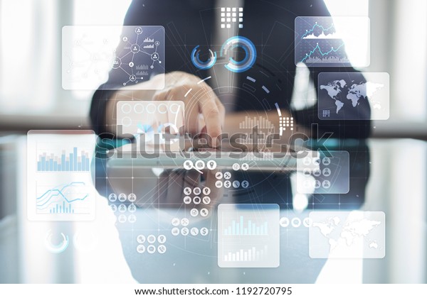 Virtual Touch Screen Project Management Data Stock Photo 1192720795 ...