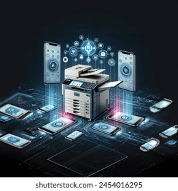 Digital Records Management Orange Blue Background AI-generated image ...