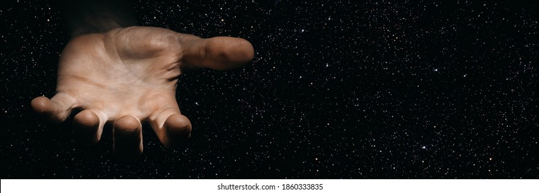 Visualization God Extends Hand Salvation People Stock Photo 1860333835 ...