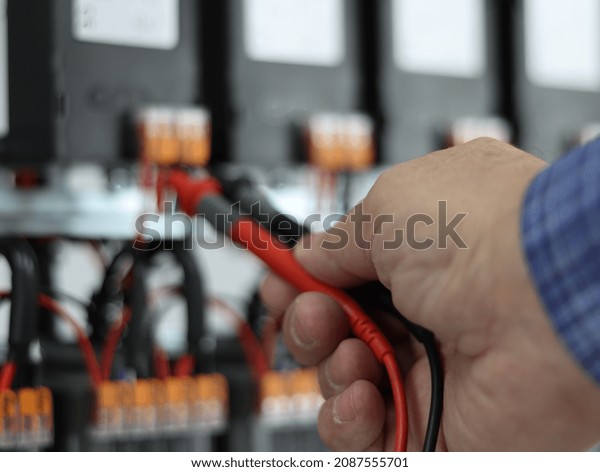 Voltage Measurement Using Multimeter Electrical Panel Stock Photo ...
