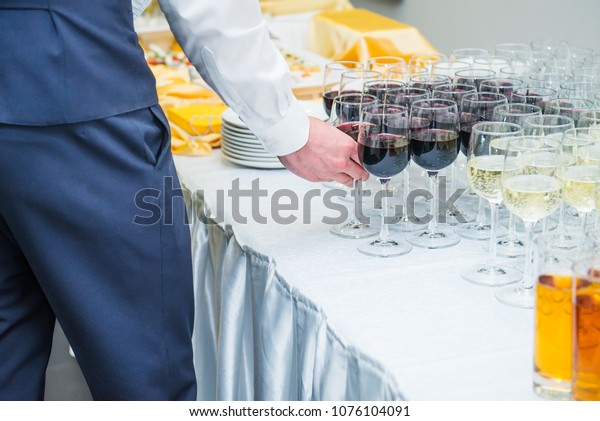 Waiter Servering Catering Buffet Table Alcoholic Stock Photo (Edit Now ...