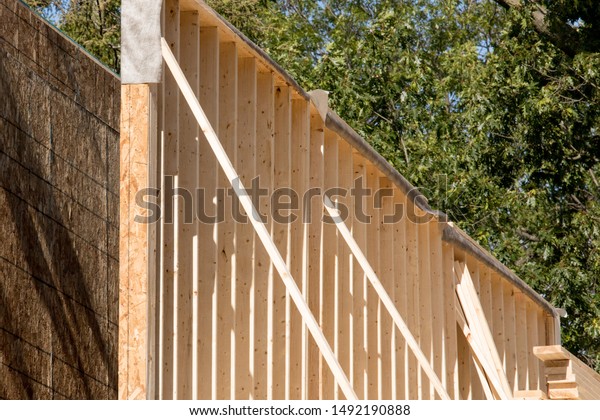 Wall Frame Construction Lumber Wall Studs Stock Photo 1492190888 ...