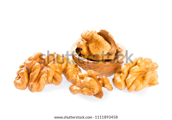 Walnut Kernels Half Open Walnut Isolated Stock Photo 1111893458 ...