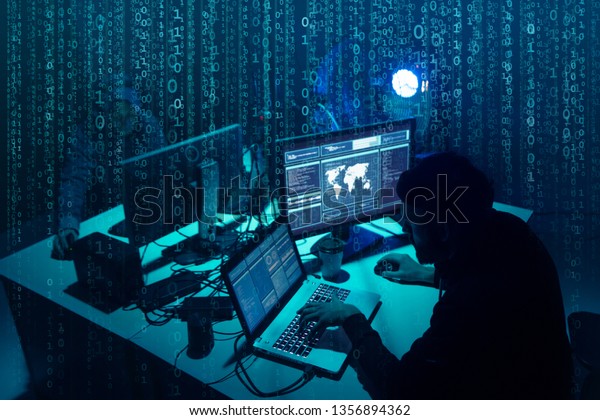 Wanted Hackers Coding Virus Ransomware Using Stock Photo (Edit Now ...