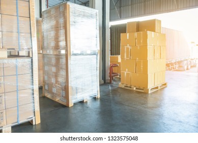 Warehouse Logistic Stack Cardboard Boxes On Stock Photo 1323575048 ...